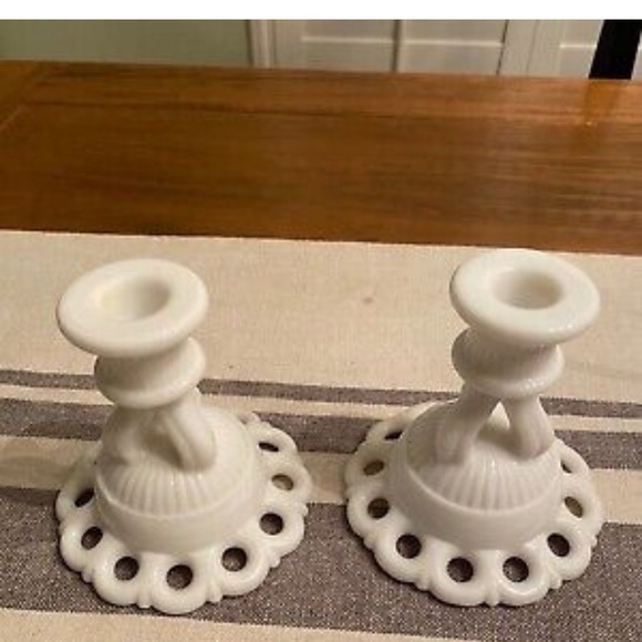 Accents | Pair Of Westmoreland White Milk Glass Candlesticks | Poshmark